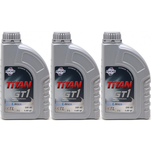 FUCHS TITAN GT1 5W-40 Motoröl 3x 1l = 3 Liter - SAE 5W-40 - PKW ...