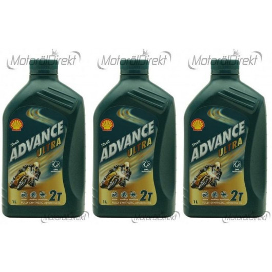 Shell Advance Ultra 2T vollsynthetisches Motorrad Motoröl 3x 1l = 3 ...