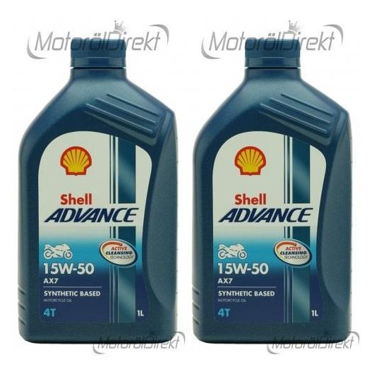 Shell Advance AX7 4T 15W-50 Motorrad Motoröl 2x 1l = 2 Liter - 4T SAE ...
