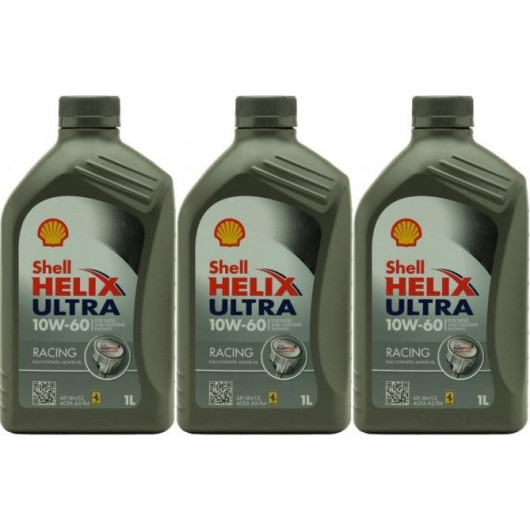 Shell Helix Ultra Racing 10W-60 Motoröl 3x 1l = 3 Liter - SAE 10W-60 ...
