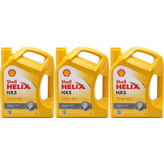 Shell Helix HX5 15W-40 Motoröl 3x 5 = 15 Liter - SAE 15W-40 - Auto/PKW ...