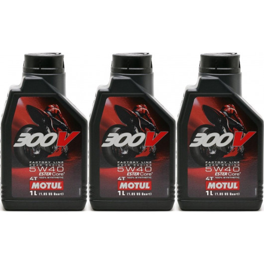 Motul 300V Factory Line Road Racing 5W40 4T Motorrad Motoröl 3x 1l = 3 Liter - 4T SAE 5W-40 ...