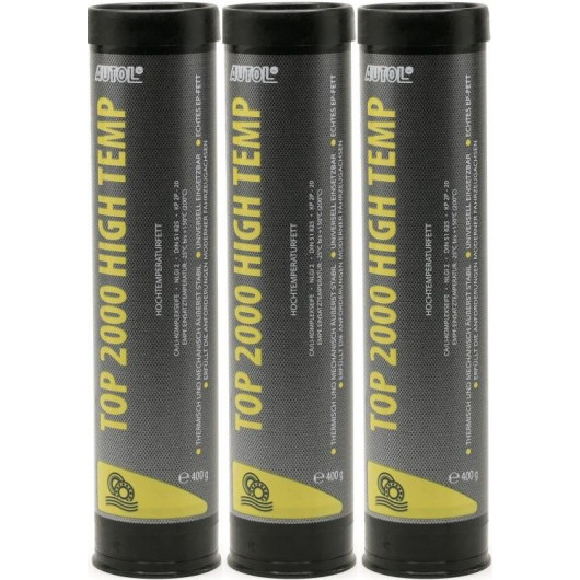 AUTOL TOP 2000 HIGH TEMP Lagerfett Hochtemperatur Fett Kartusche 3x 400 ...