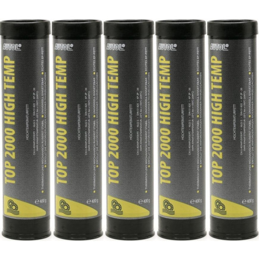 AUTOL TOP 2000 HIGH TEMP Lagerfett Hochtemperatur Fett Kartusche 5x 400 ...