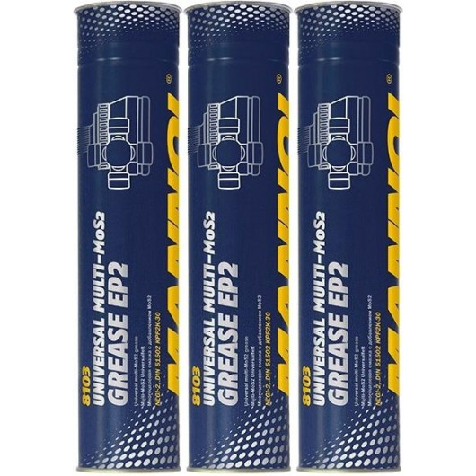 Mannol EP-2 Multi-MoS2 Grease Universalfett Fett Kartusche 3x 400 Gramm ...
