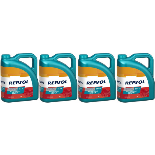 Repsol Motoröl ELITE MULTIVALVULAS 10W40 4x 5 = 20 Liter - SAE 10W-40 ...