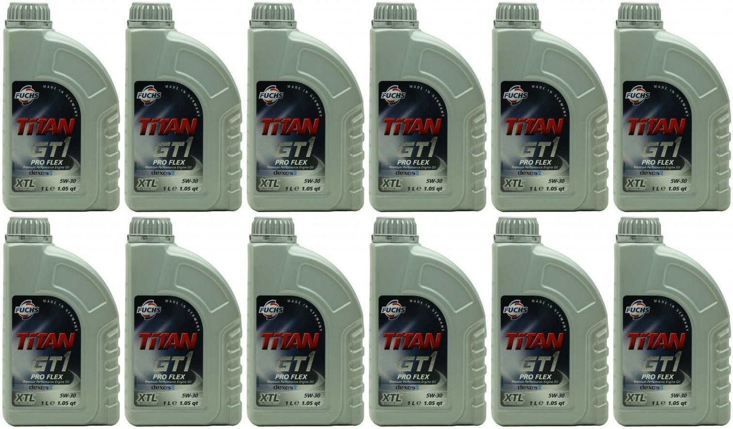 FUCHS TITAN GT1 PRO FLEX 23 SAE 5W-30 Motoröl 12x 1l = 12 Liter - SAE ...