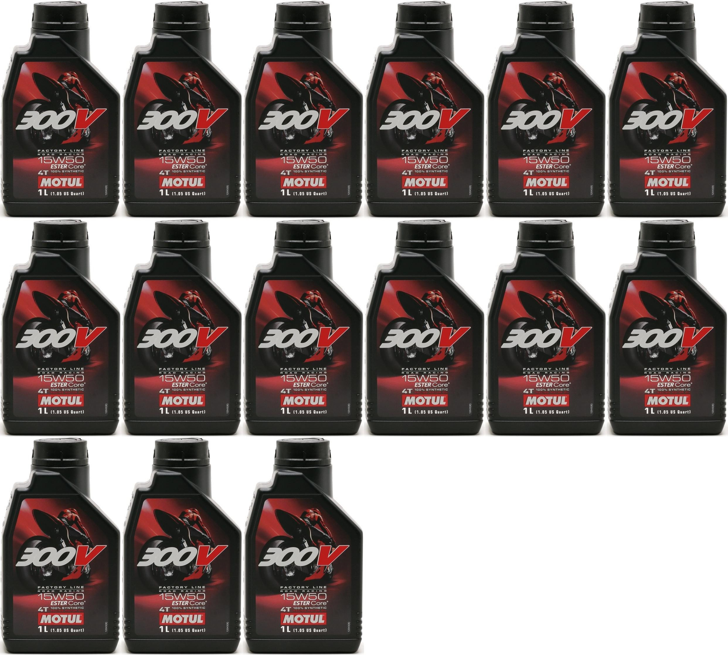 Motul 300V Factory Line Road Racing ESTER Core 15W-50 4T 15x 1l = 15 Liter - 4T SAE 15W-50 ...
