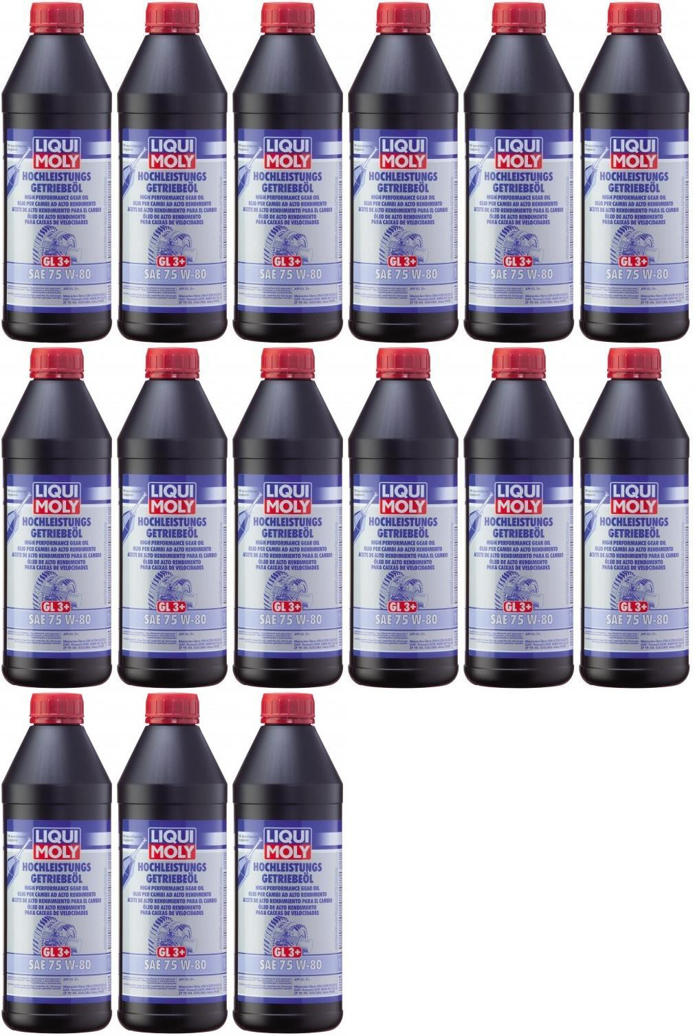 Liqui Moly 4427 Hochleistungs Getriebeöl GL3+ SAE 75W-80 15x 1l = 15 ...