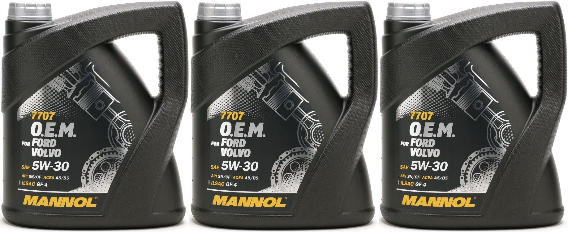 MANNOL 7707 O.E.M. 5W-30 Motoröl (Volvo/Ford) 3x 4l = 12 Liter - SAE 5W ...