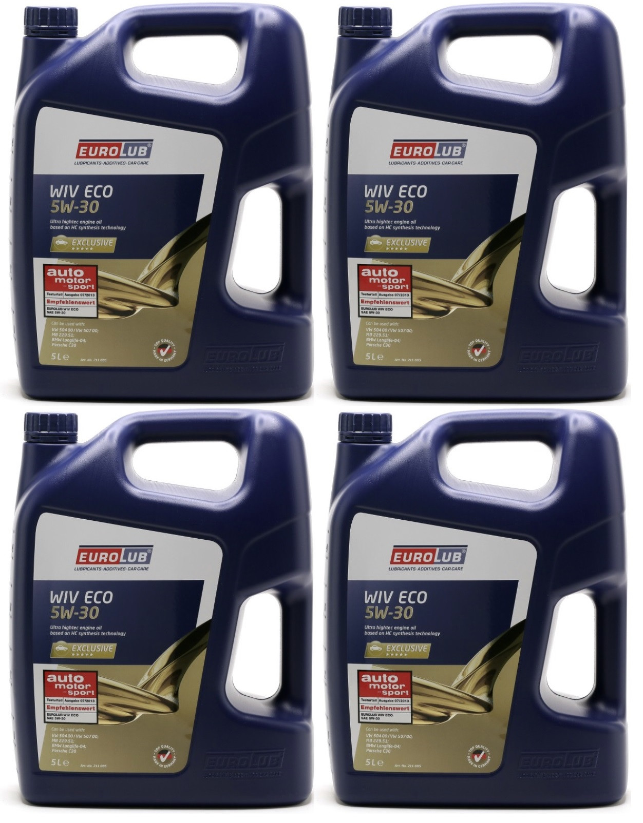 EUROLUB WIV ECO 5W-30 Motoröl 4 x 5 Liter = 20 Liter - SAE 5W-30 - Auto ...