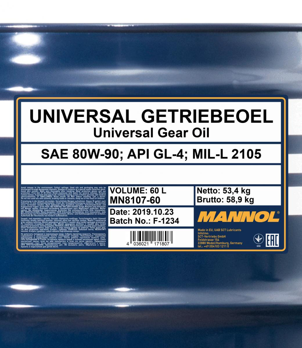 MANNOL Universal Getriebeöl 80W-90 API GL 4 60l Fass ...