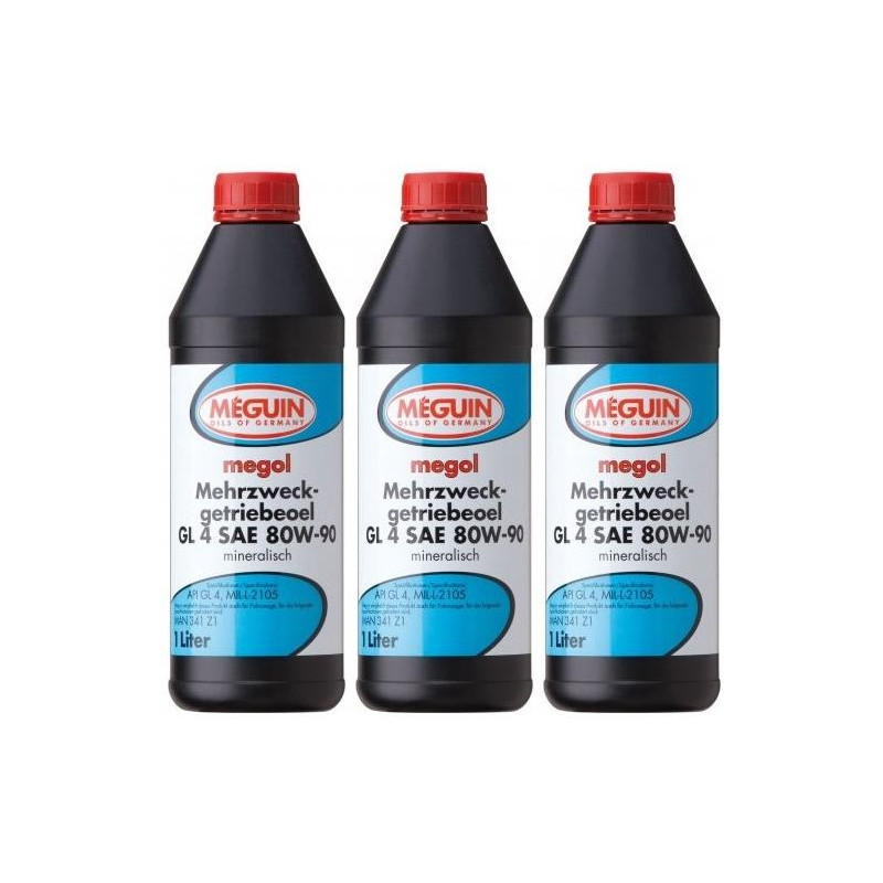 Meguin megol 4866 Mehrzweck-Getriebeöl GL4 SAE 80W-90 3x 1l = 3 Liter ...