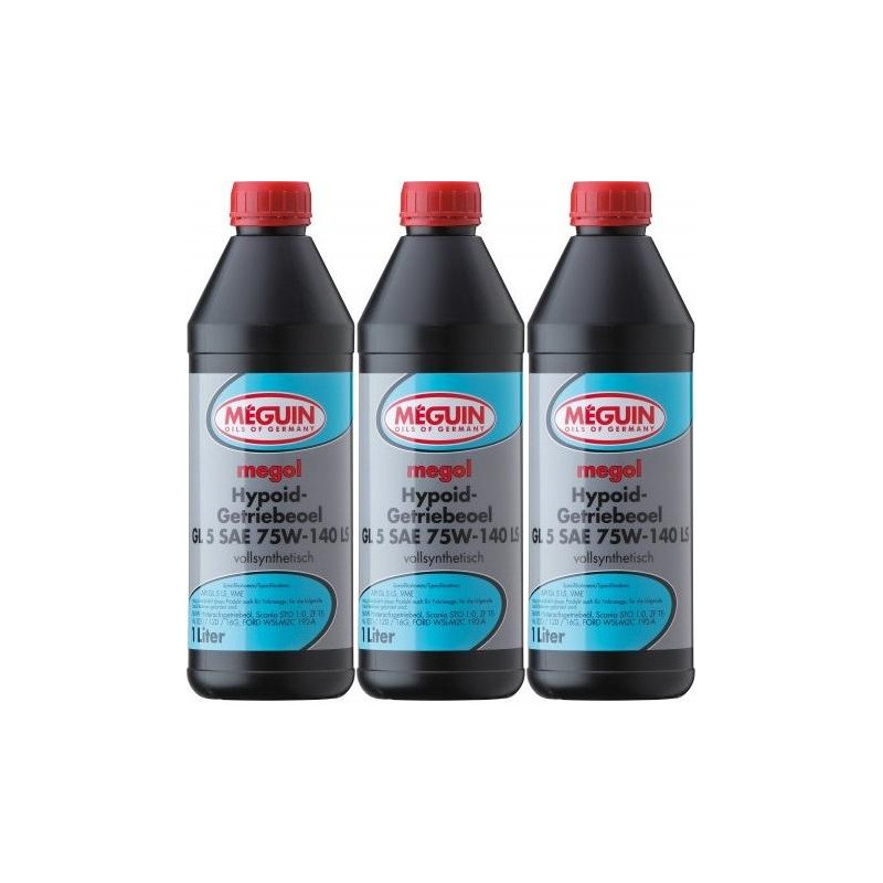 Meguin megol 3536 Hypoid-Getriebeoel GL5 SAE 75W-140 LS 3x 1l = 3 Liter ...