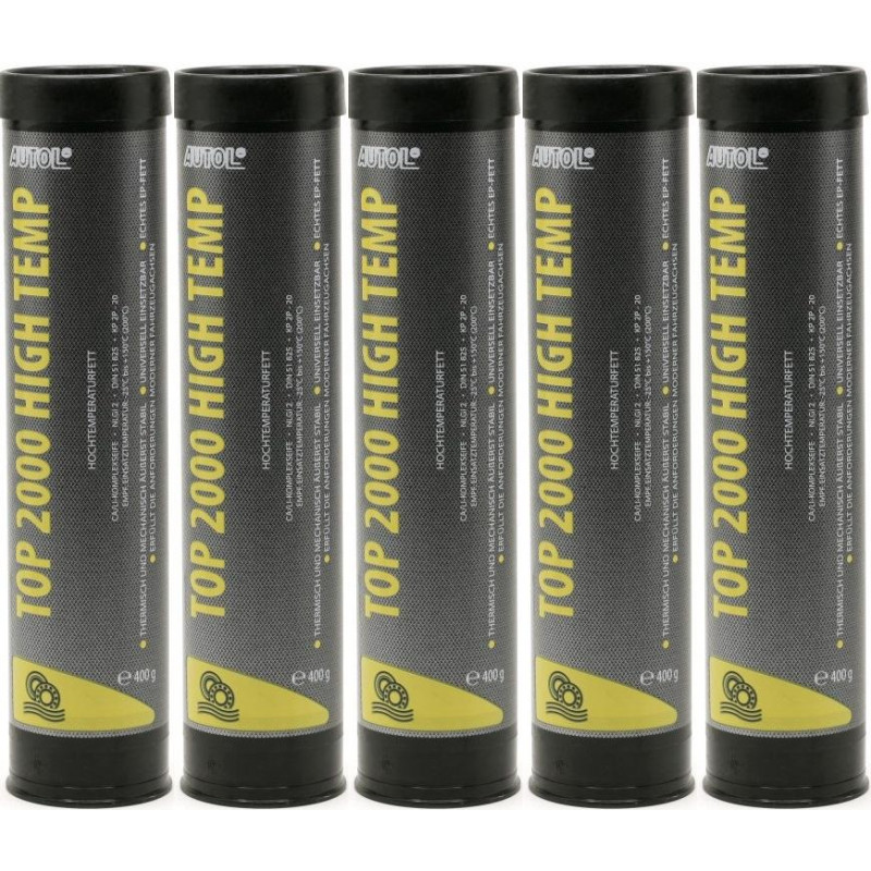 AUTOL TOP 2000 HIGH TEMP Lagerfett Hochtemperatur Fett Kartusche 5x 400 ...