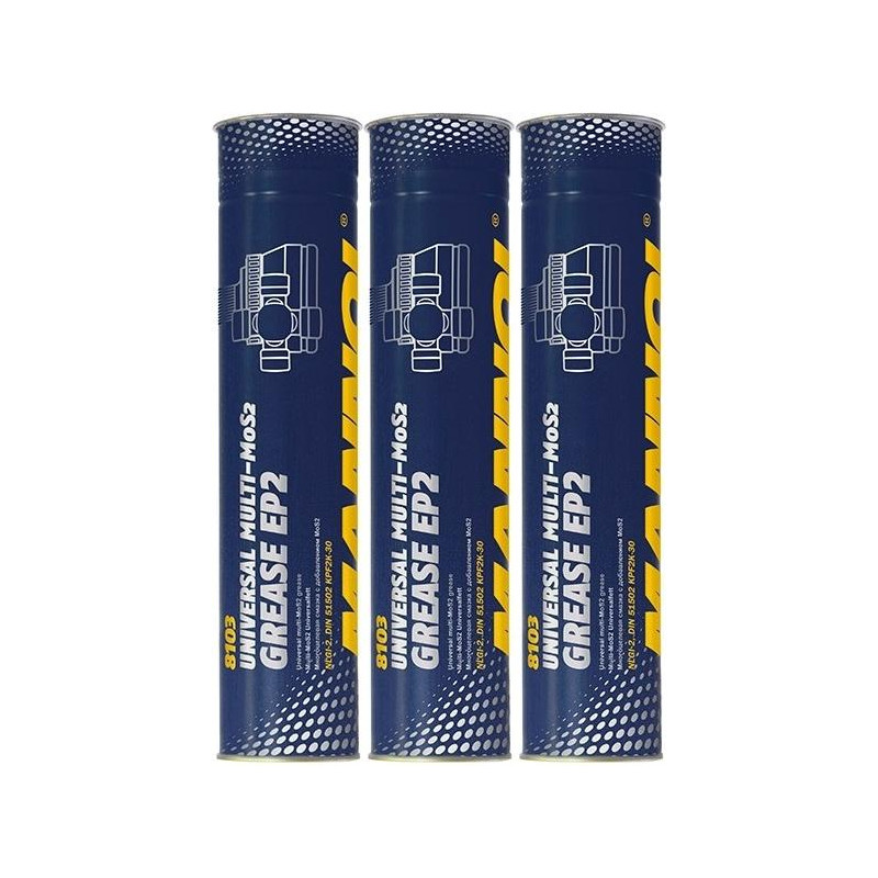 Mannol EP-2 Multi-MoS2 Grease Universalfett Fett Kartusche 3x 400 Gramm ...