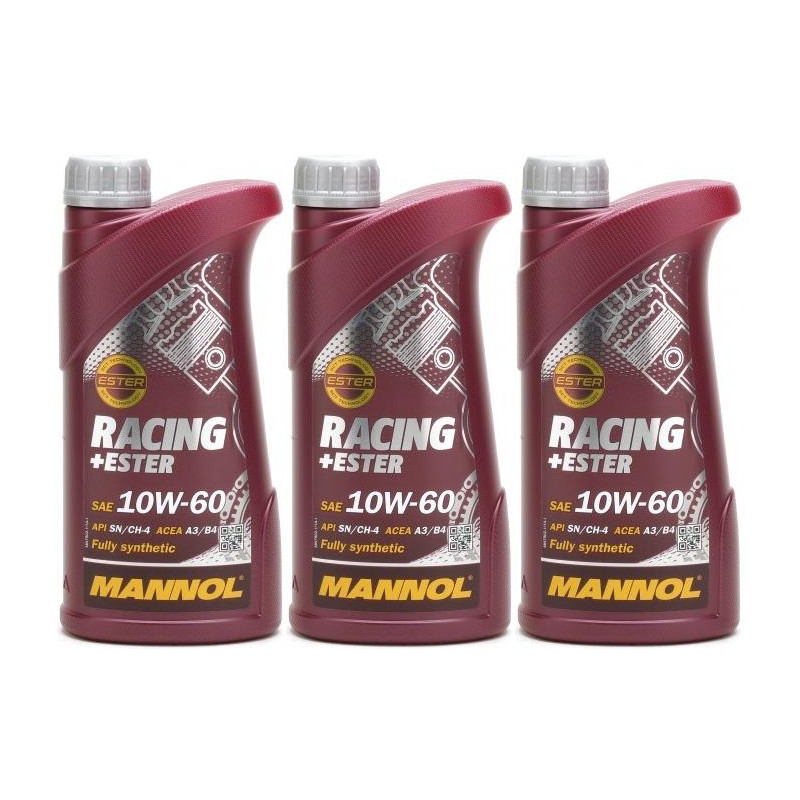 MANNOL Racing+Ester 10W-60 Motoröl 3x 1l = 3 Liter - SAE 10W-60 - PKW ...