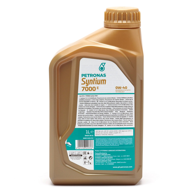Petronas Syntium 7000 E 0W-40 Motoröl 1l - SAE 0W-40 - PKW Motoröle ...