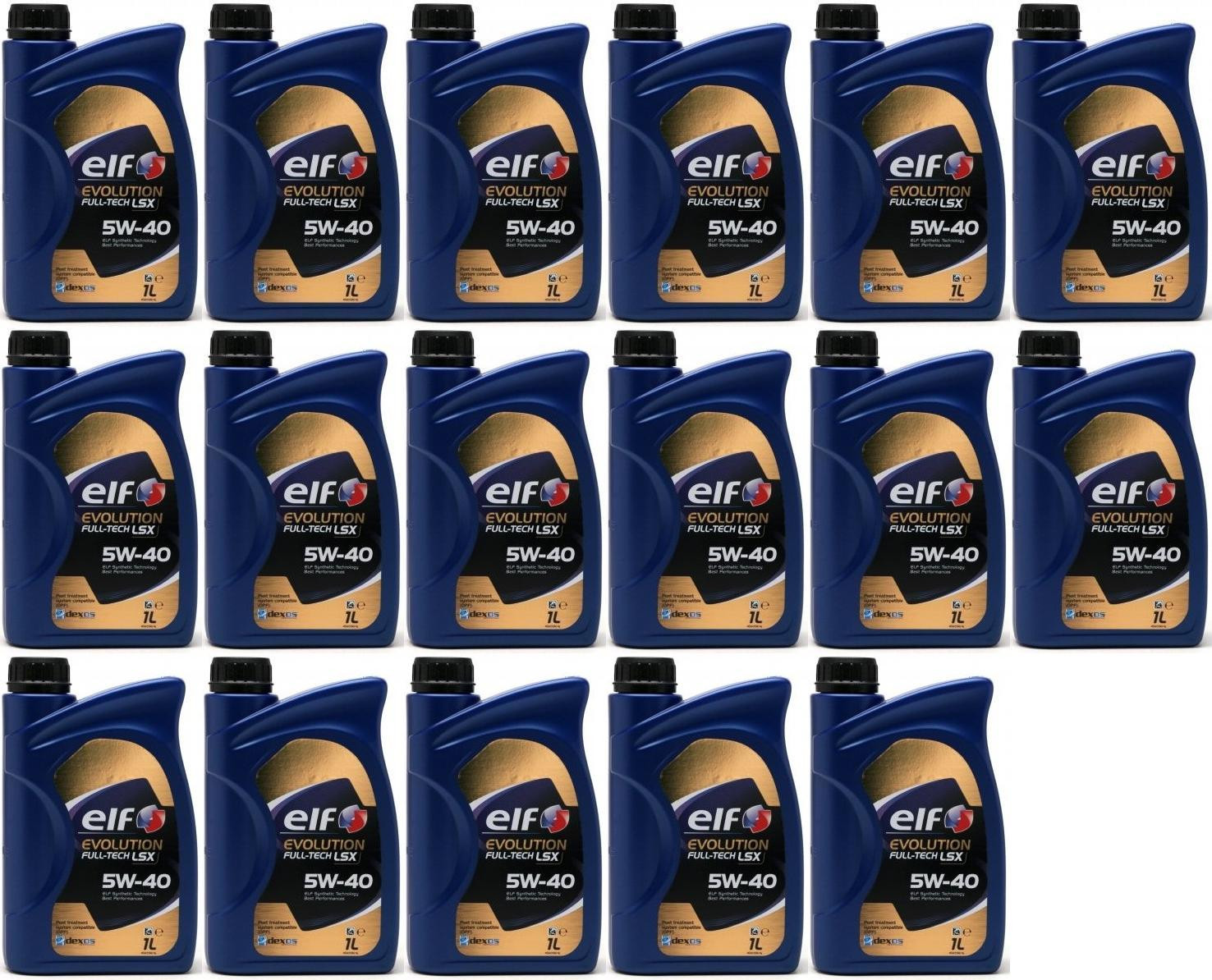 Elf Evolution FULL-TECH LSX 5W-40 Motoröl 17x 1l = 17 Liter - SAE 5W-40 ...