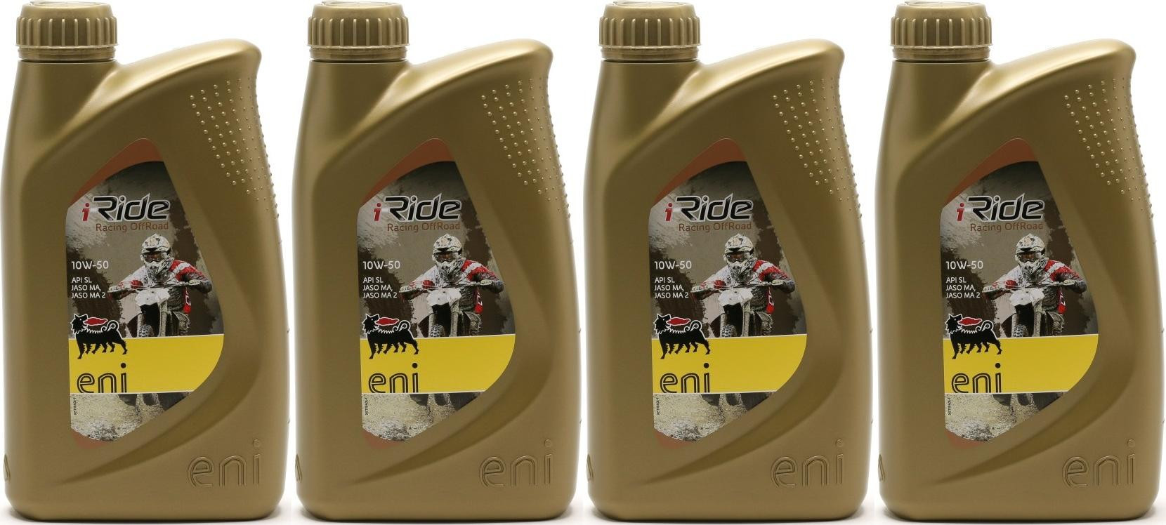 Eni i-Ride racing offroad 10W-50 synthetisches Motorrad Motoröl 4x 1l ...