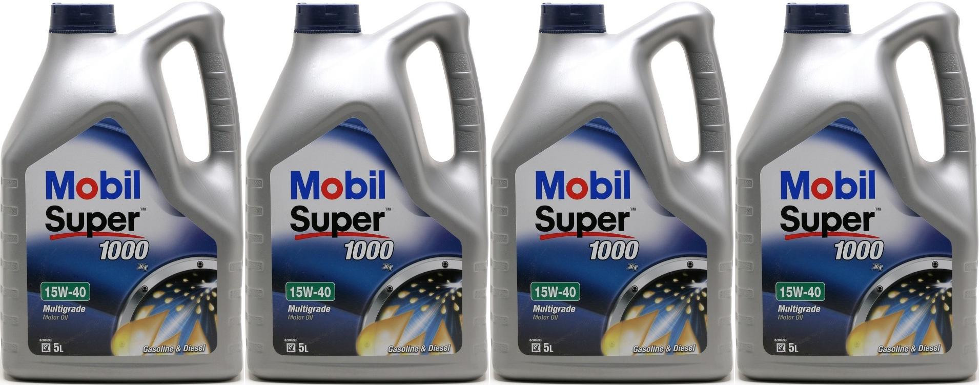 Mobil Super 1000 X1 15W-40 Motoröl 4x 5 = 20 Liter - SAE 15W-40 - Auto ...