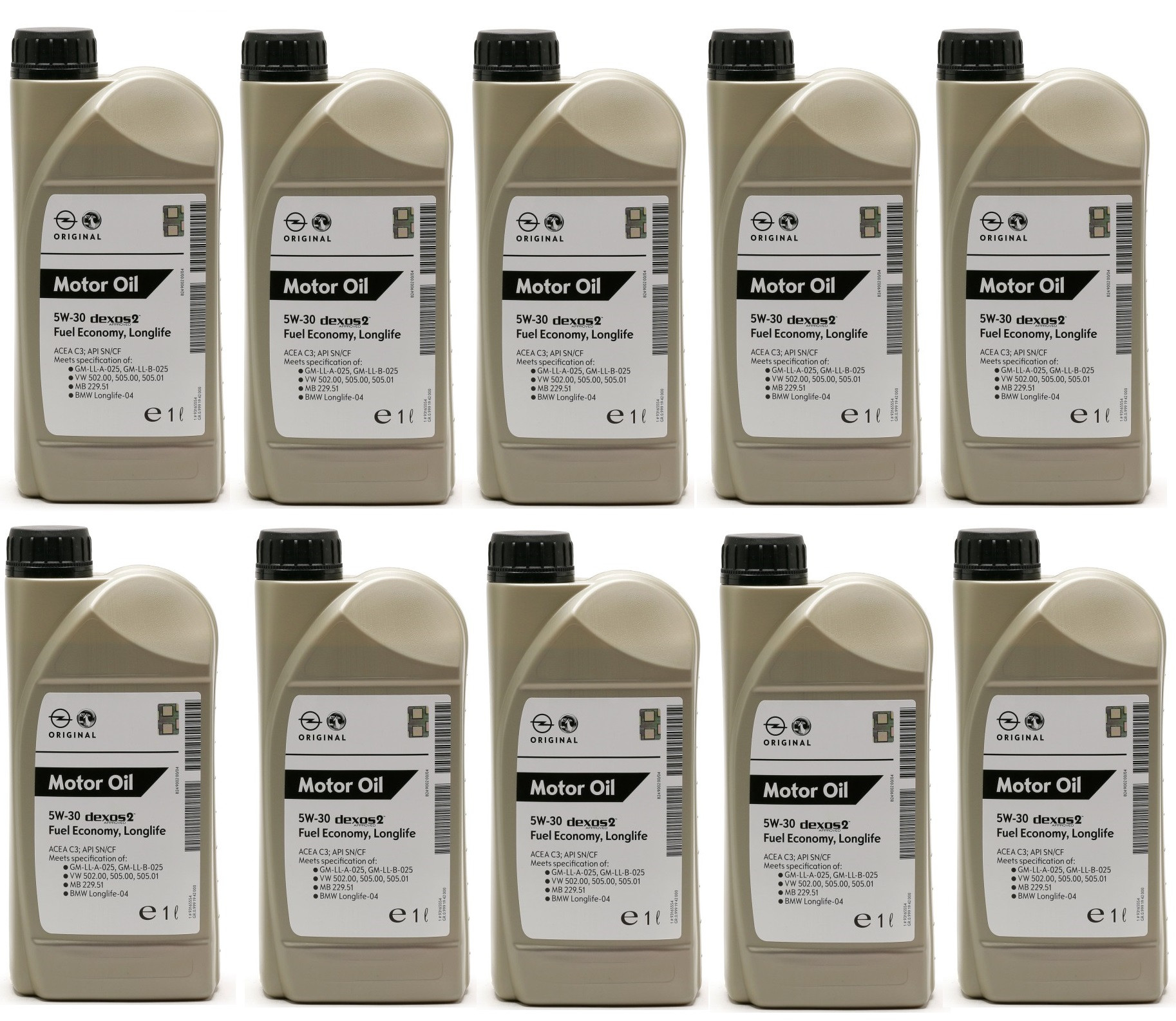 Original GM Genuine Opel 5W-30 dexos2 Longlife 1942000 Motoröl 10x 1l ...