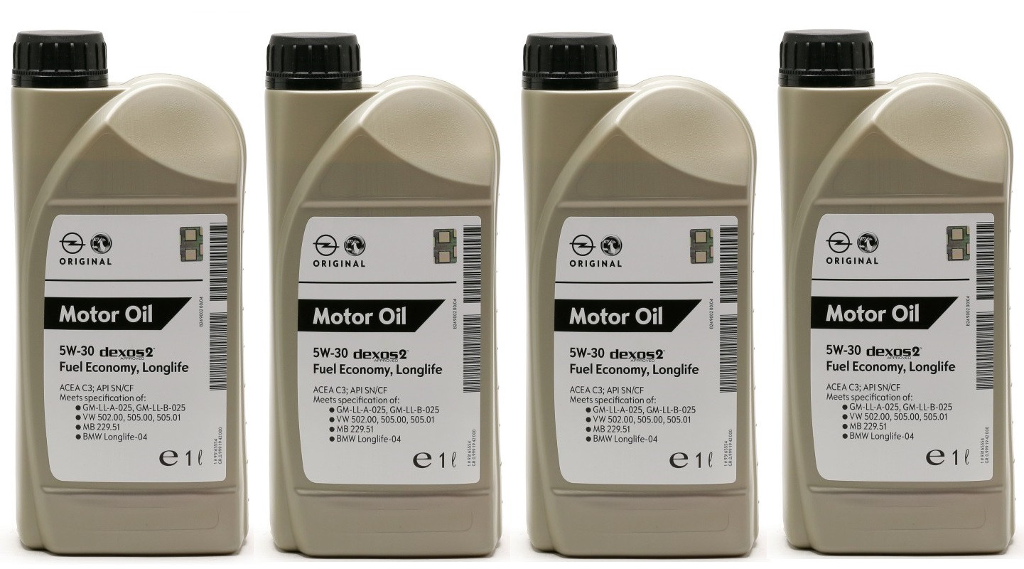 Original GM Genuine Opel 5W-30 dexos2 Longlife 1942000 Motoröl 4x 1l ...