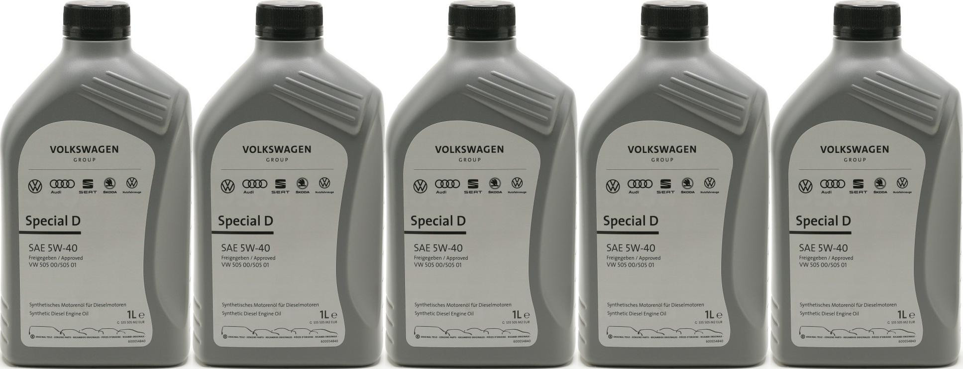 Original VW Special D SAE 5W-40 Motorenöl G052167M2 - 5x 1l = 5 Liter ...