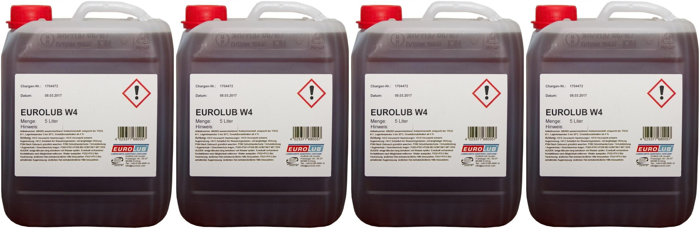 EUROLUB wassermischbarer Kühlschmierstoff W4 4x 5 = 20 Liter ...