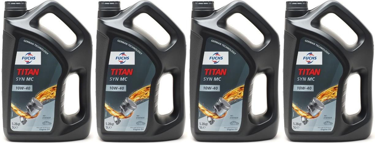 FUCHS TITAN SYN MC SAE 10W-40 Diesel & Benziner Motoröl 4x 5 = 20 Liter ...