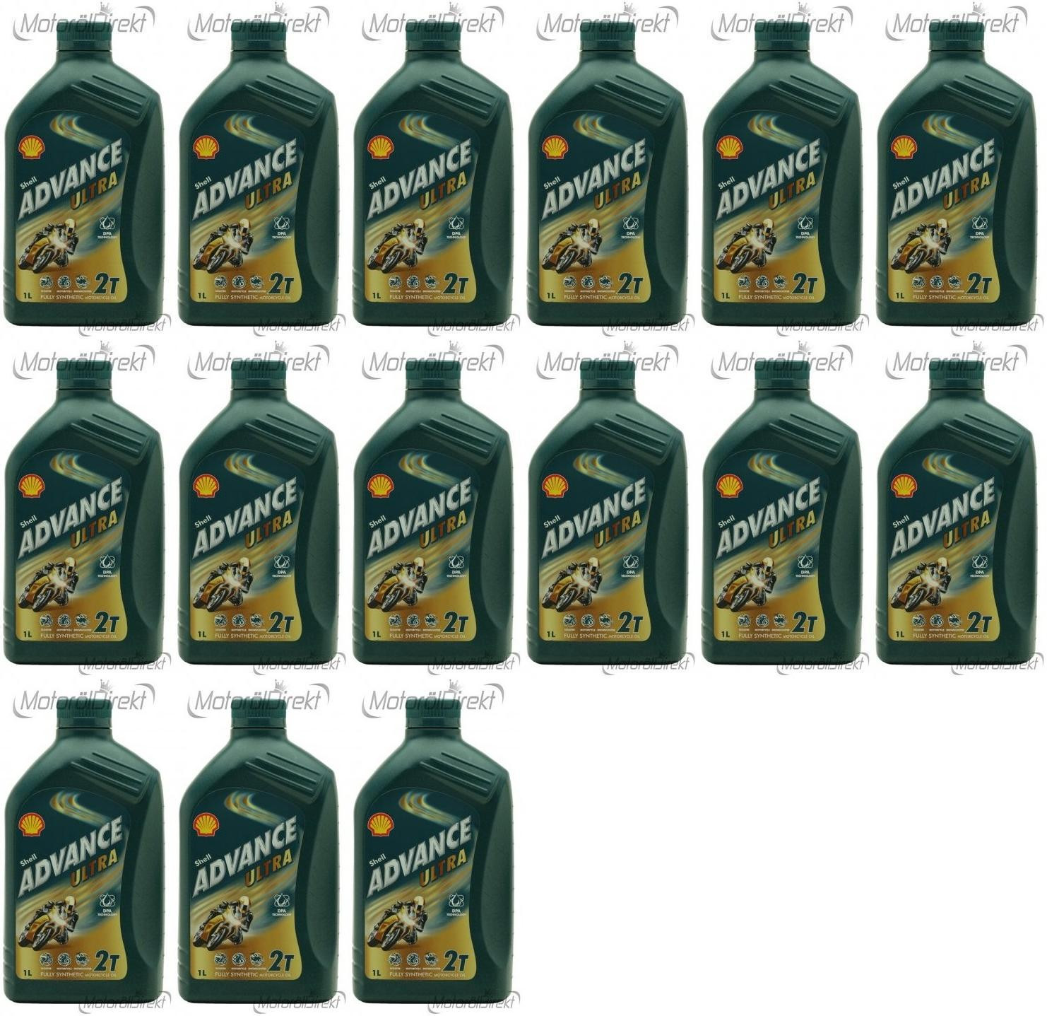 Shell Advance Ultra 2T vollsynthetisches Motorrad Motoröl 15x 1l = 15 Liter - 2-Takt ...