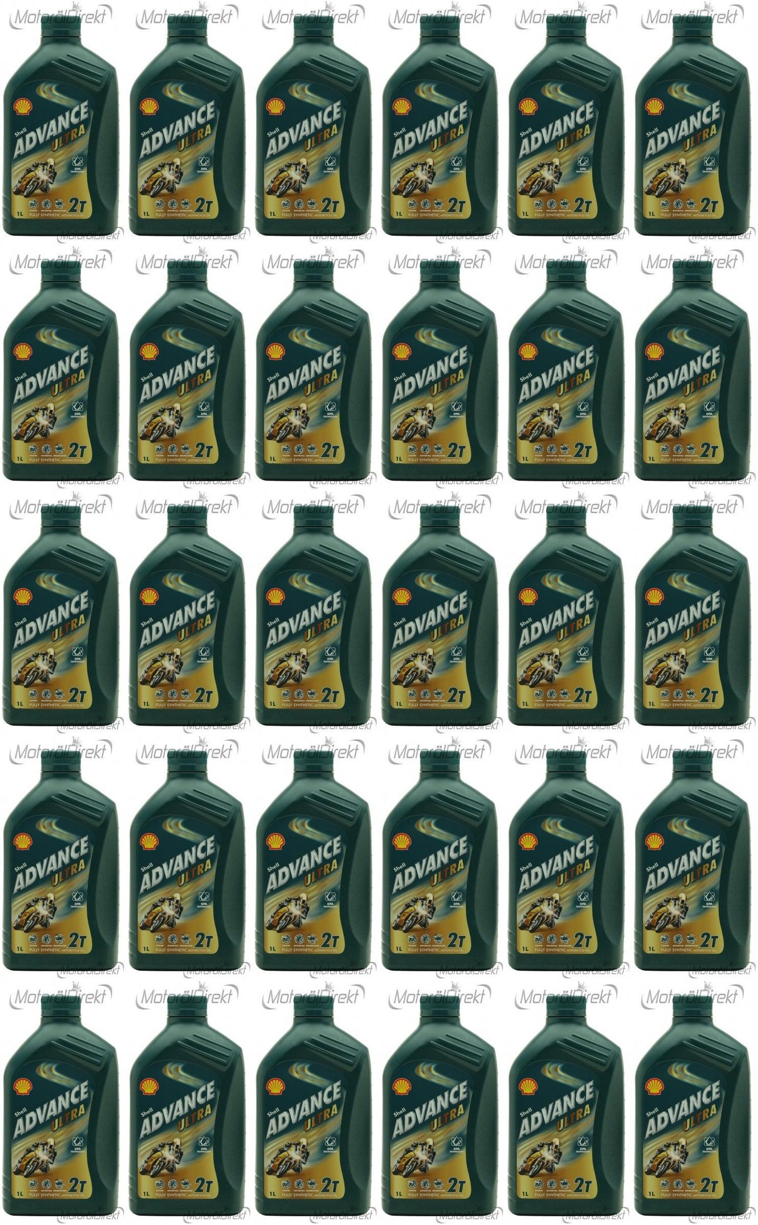 Shell Advance Ultra 2T vollsynthetisches Motorrad Motoröl 30x 1l = 30 ...