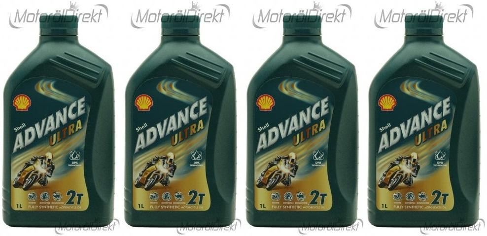 Shell Advance Ultra 2T vollsynthetisches Motorrad Motoröl 4x 1l = 4 ...