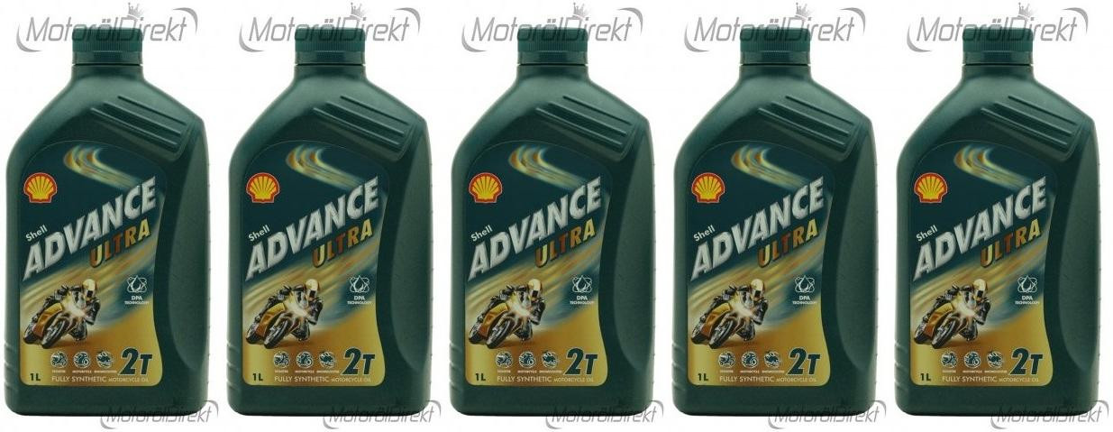 Shell Advance Ultra 2T vollsynthetisches Motorrad Motoröl 5x 1l = 5 ...