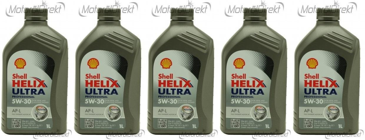 Shell Helix Ultra Professional AP-L 5W-30 Motoröl 5x 1l = 5 Liter - SAE ...