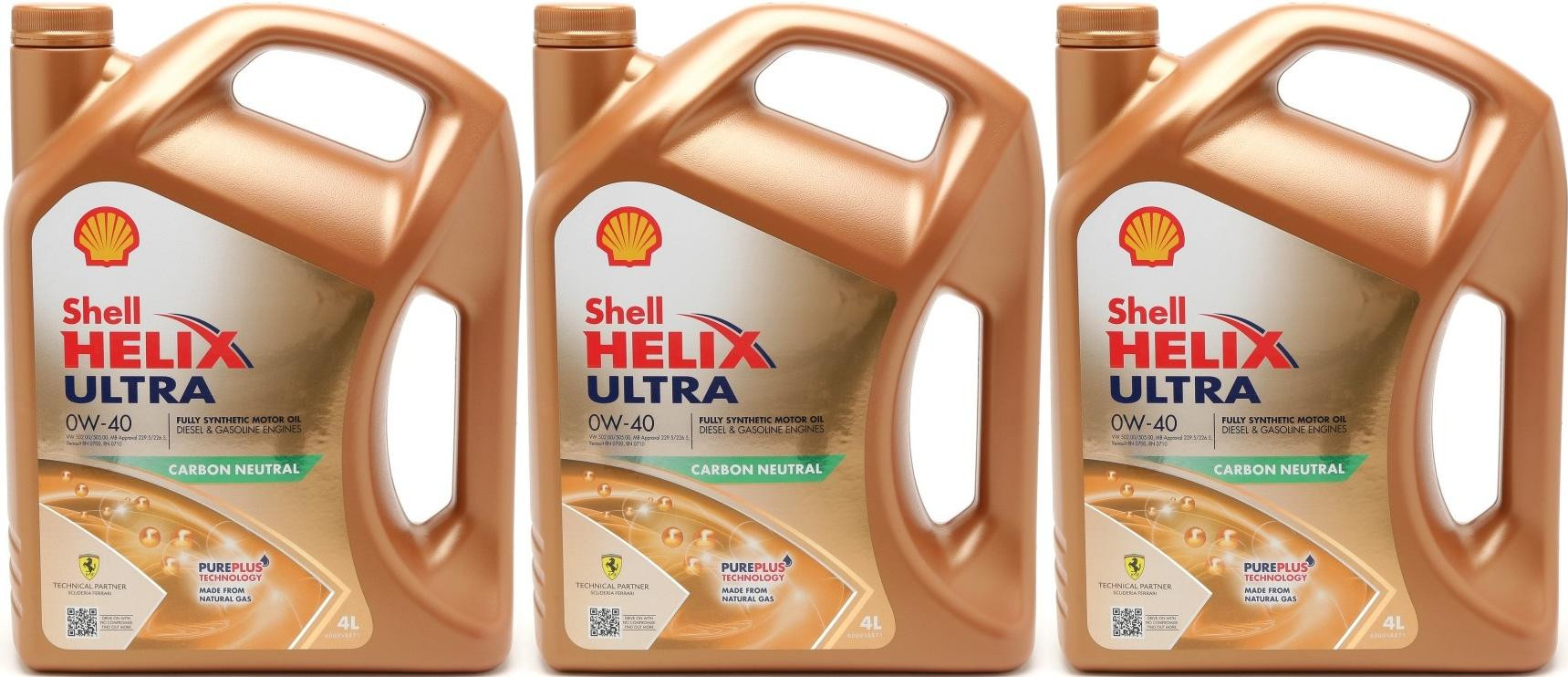 Shell Helix Ultra 0W-40 Motoröl 3x 4l = 12 Liter - SAE 0W-40 - Auto/PKW Motoröle (SAE) - Öle ...