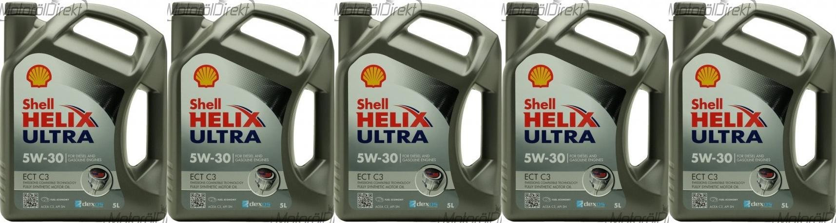 Shell Helix Ultra ECT C3 5W-30 PKW-Motoröl 5x 5 = 25 Liter - SAE 5W-30 ...