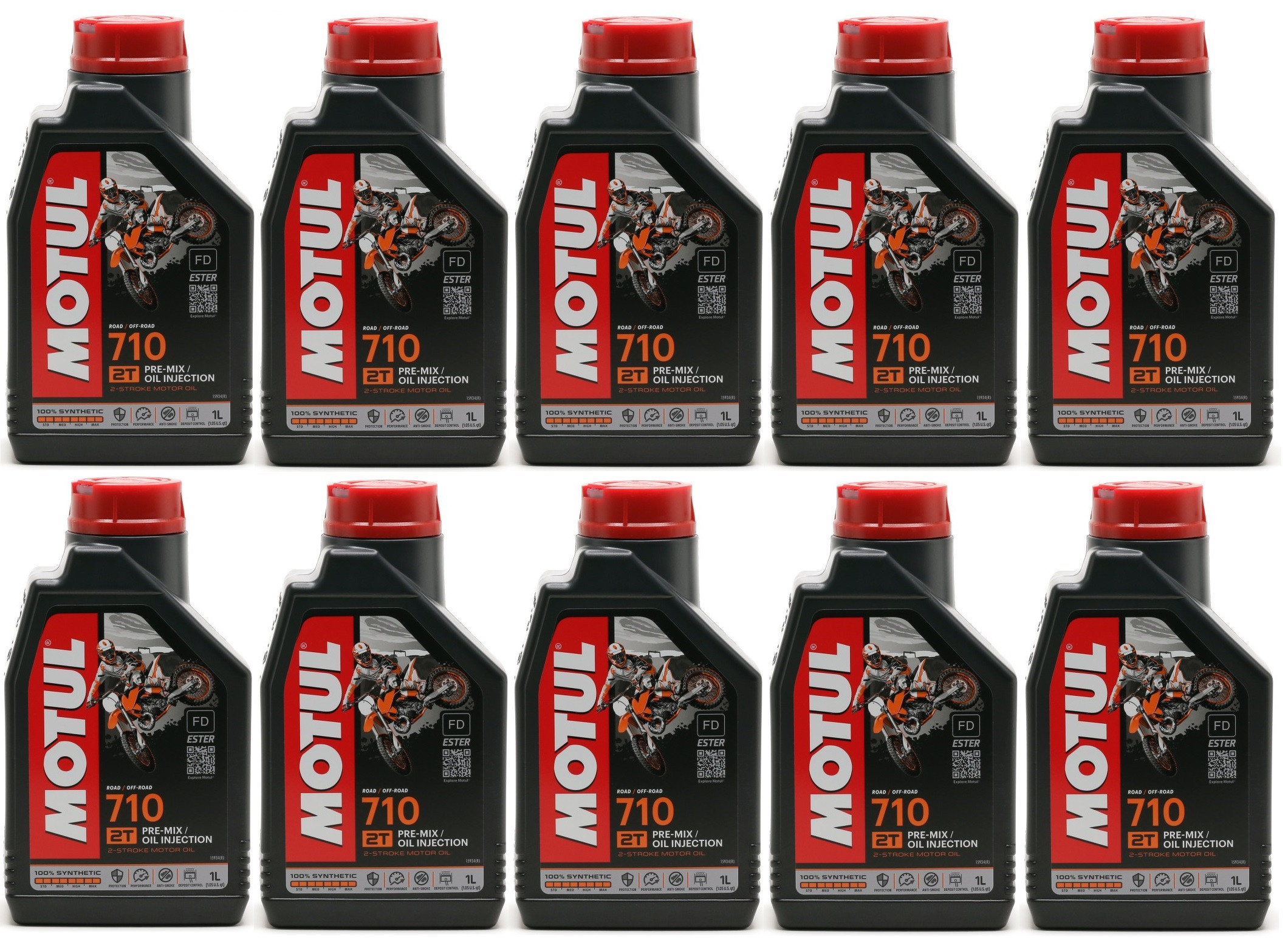 Motul 710 2T vollsynthetisches Motorrad Motoröl 10x 1l = 10 Liter - 2 ...