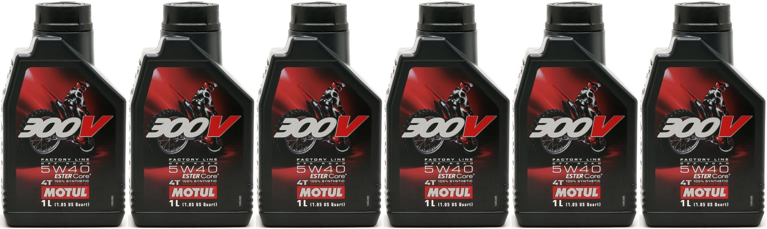 Motul 300V 4T Factory Line 5W-40 Off Road Motorrad Motoröl 6x 4l = 24 Liter - 4T SAE 5W-40 ...