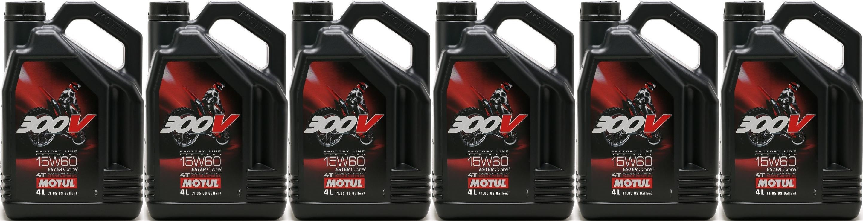 Motul 300V 4T Factory Line 15W-60 Off Road Motorrad Motoröl 6x 4l = 24 Liter - 4T SAE 15W-60 ...