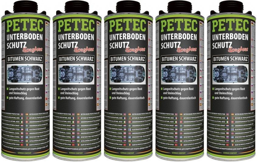 Petec Unterbodenschutz Bitumen Saugdose schwarz 1000ml 5x 1l = 5 Liter ...