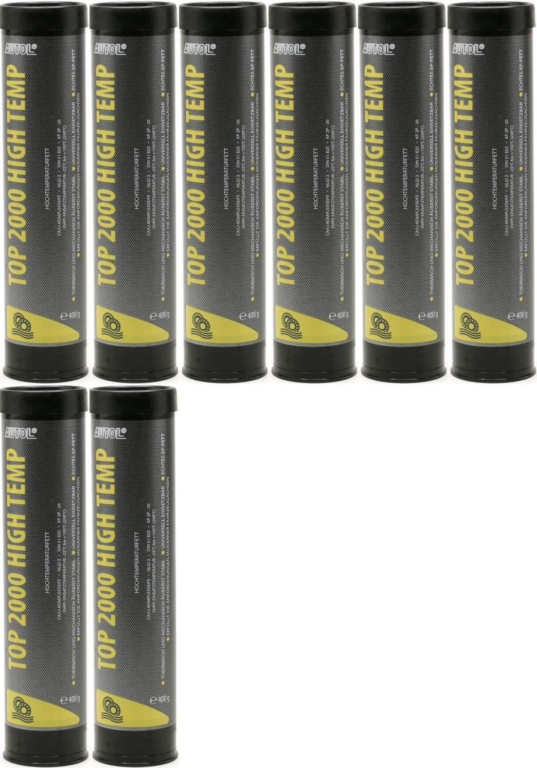 AUTOL TOP 2000 HIGH TEMP Lagerfett Hochtemperatur Fett Kartusche 8x 400 ...