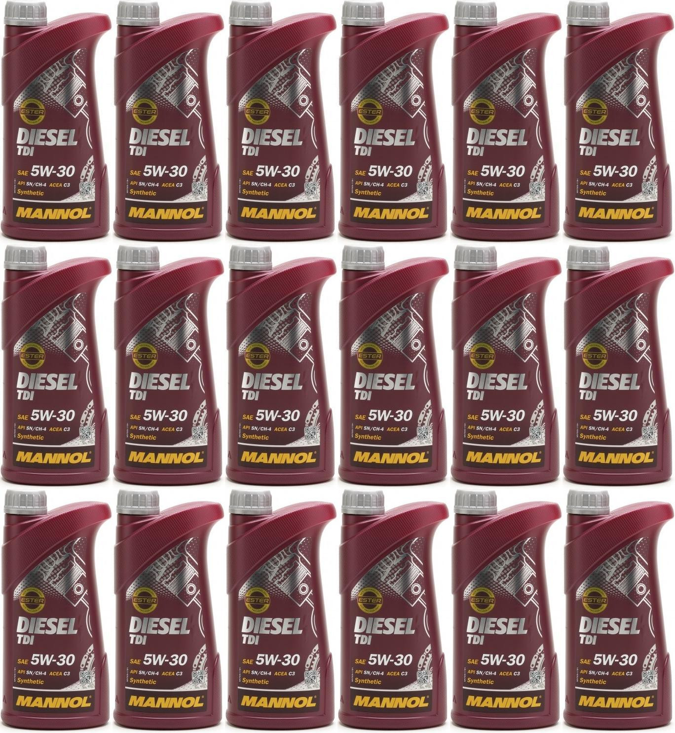 Mannol Diesel TDI 5W-30 Motoröl 18x 1l = 18 Liter - SAE 5W-30 - PKW ...