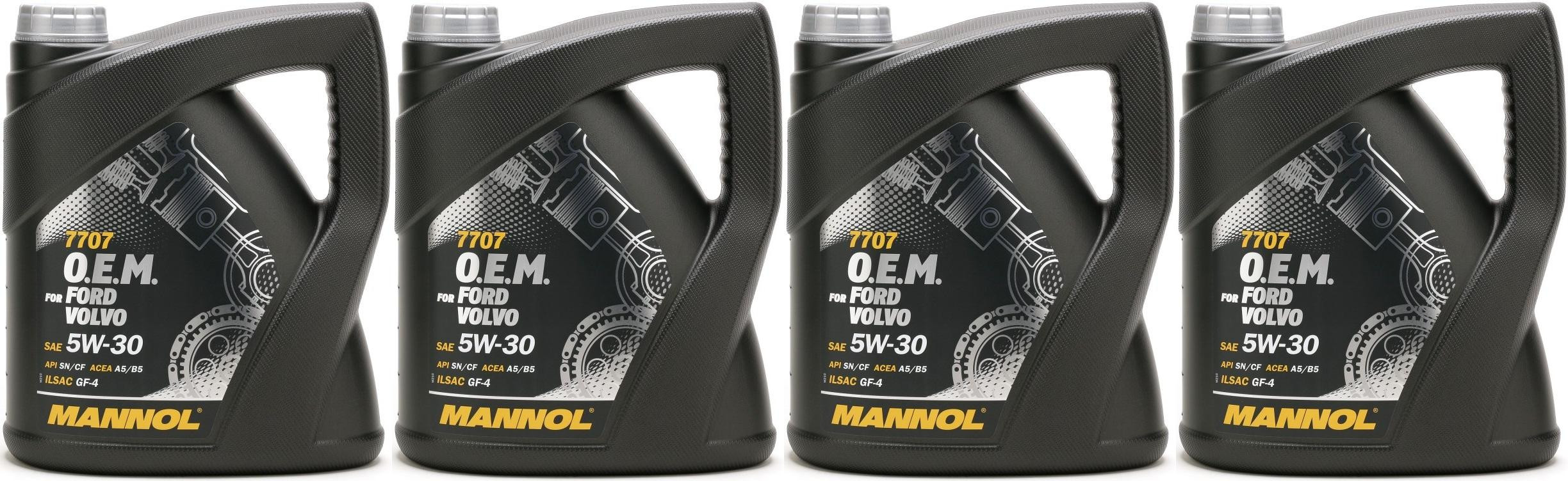 MANNOL 7707 O.E.M. 5W-30 Motoröl (Volvo/Ford) 4x 4l = 16 Liter - SAE 5W ...