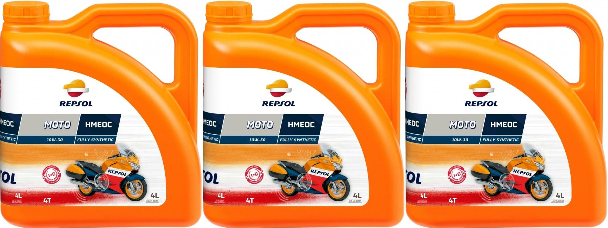 Repsol Motorrad Motoröl SMARTER HMEOC 4T 10W-30 3x 4l = 12 Liter - 4T SAE 10W-30 - Motoröl 4 ...