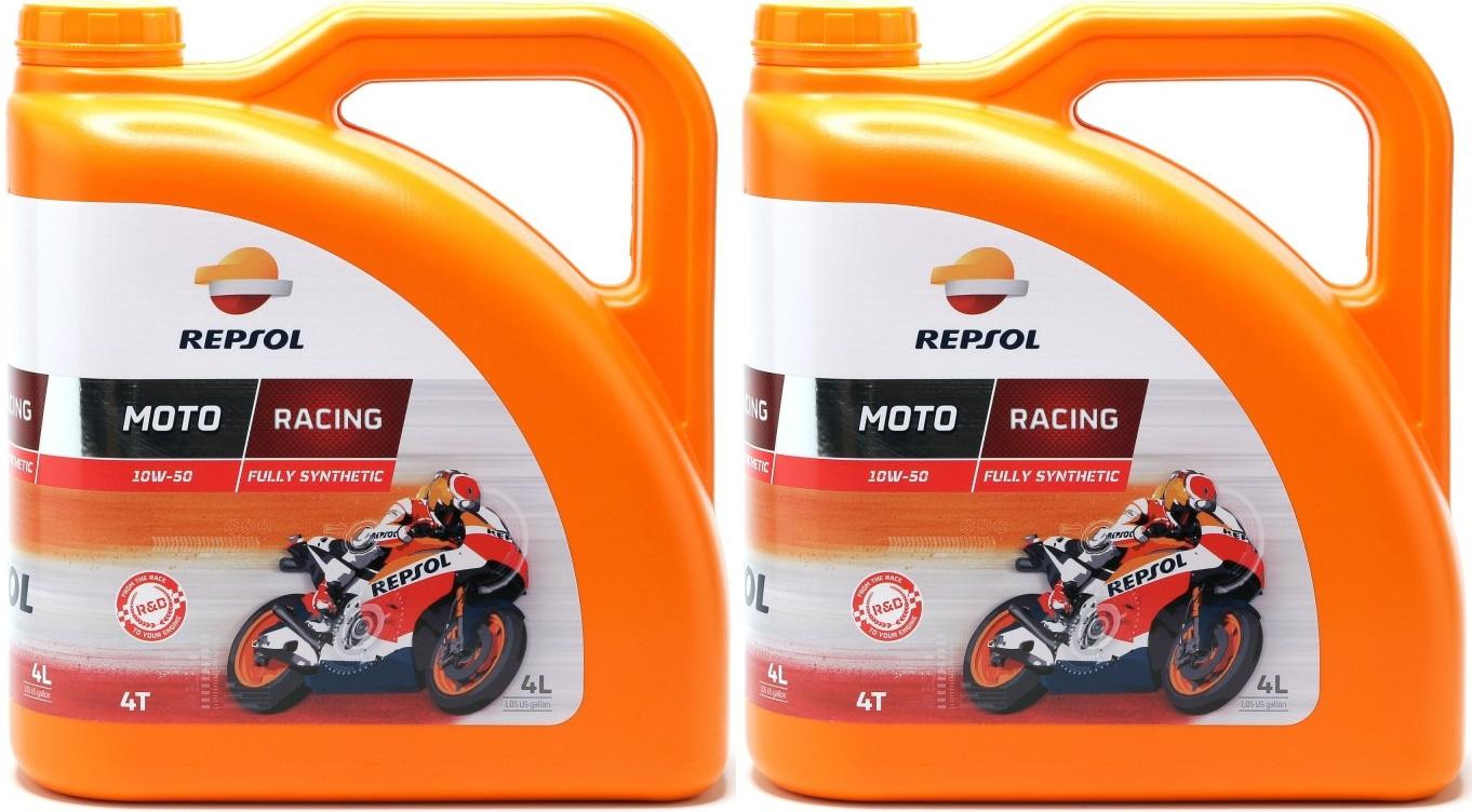 Repsol Motorrad Motoröl MOTO RACING 4T 10W50 2x 4l = 8 Liter - 4T SAE ...