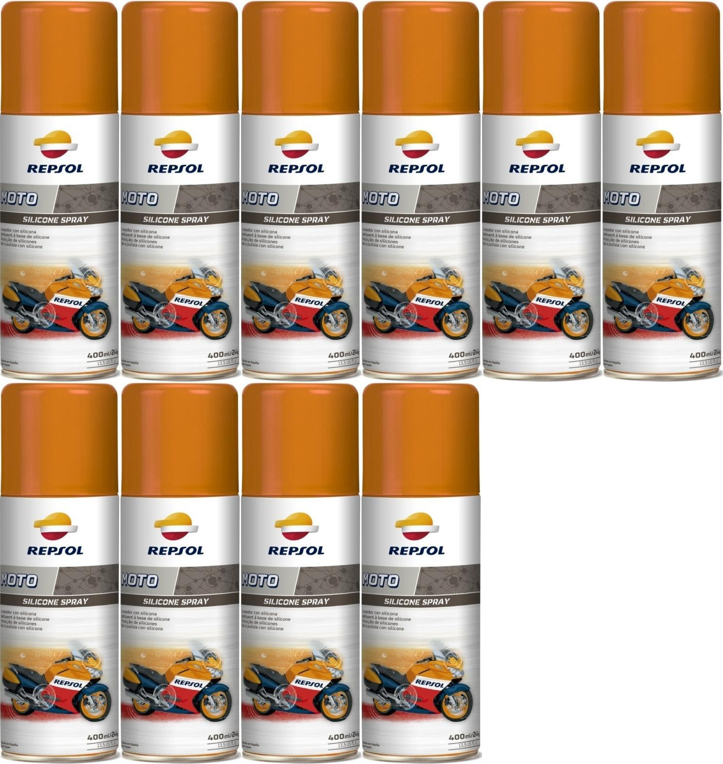 Repsol Motorrad MOTO SILICONE SPRAY 10x 400 Milliliter - Reinigung ...