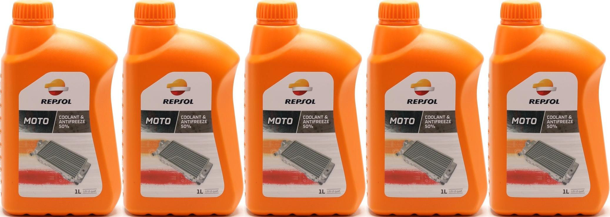 Repsol Kühlerschutz MOTO COOLANT & ANTIFREEZE 50% 1 Liter 5x 1l = 5 ...