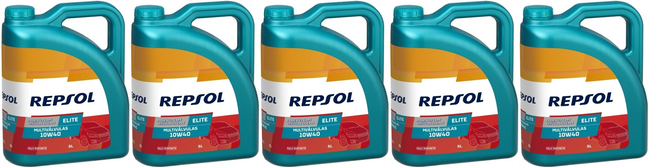 Repsol Motoröl ELITE MULTIVALVULAS 10W40 5x 5 = 25 Liter - SAE 10W-40 ...