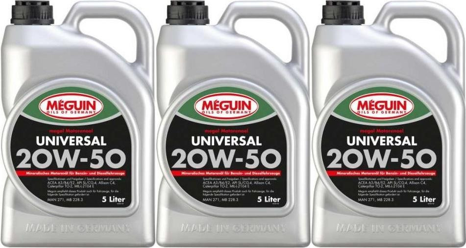 Meguin megol 4381 Motoröl Universal SAE 20W-50 3x 5 = 15 Liter ...